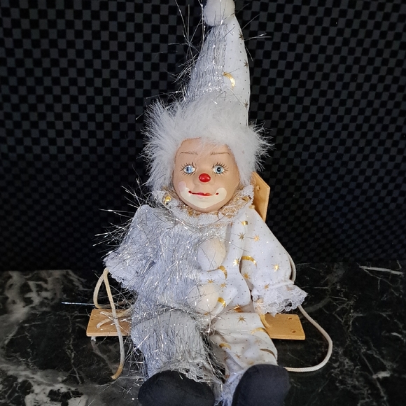Other | Vintage Clown Marionette Puppet With A Porcelain Face Adorned ...